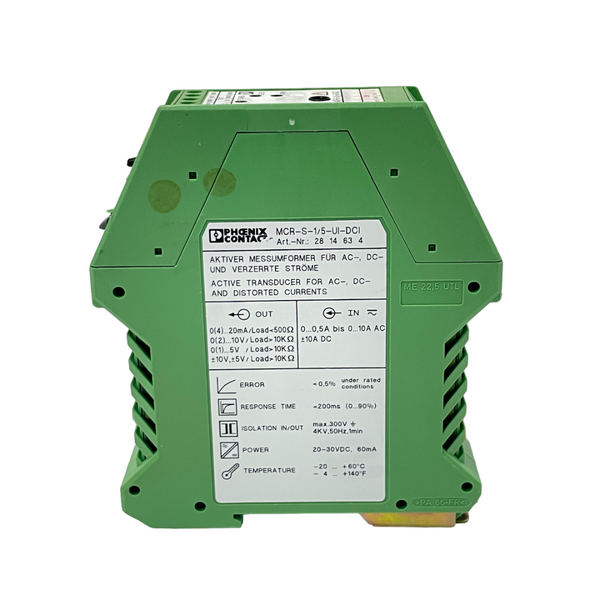 PHOENIX CONTACT MCR-S-1/5-UI-DCI Current Transmitter 2814634 – We Sell ...